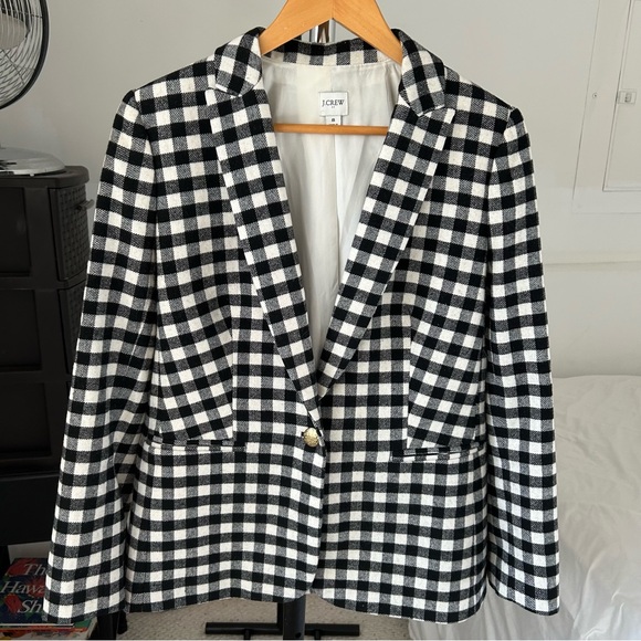 J. Crew | Jackets & Coats | J Crew One Button Blazer Buffalo Check ...